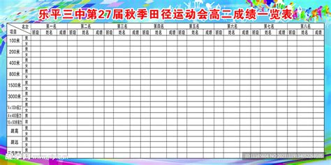 田径运动会成绩表设计图 其他 广告设计 设计图库 昵图网