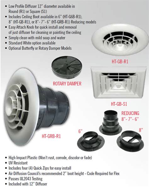 12 Inch Round Ceiling Diffuser With Damper