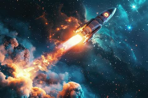 New Spacecraft Successfully Launches Into Deep Space Overcoming Gravity Premium Ai Generated Image