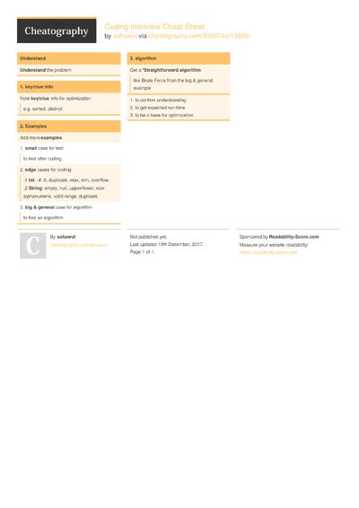 29 Interviews Cheat Sheets Cheat Sheets For Every