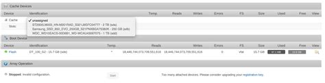 too many attached devices general support unraid