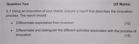 solved question two 25 ﻿marks 2 1 ﻿using an innovation of