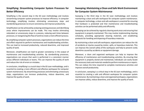 Implementing The 6s Lean Methodology For Streamlined Computer System Maintenance And