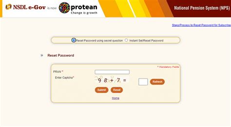 Nps Login With Pran Registration Reset Password