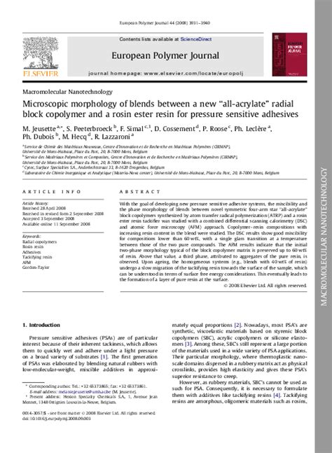 Pdf Microscopic Morphology Of Blends Between A New “all Acrylate