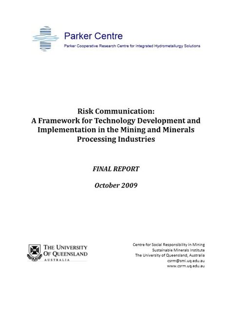 Risk Communication A Framework For Technology Development And