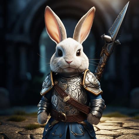 Premium Photo Embark On An Epic Quest With A 3d Cartoon Rabbit Medieval Knight