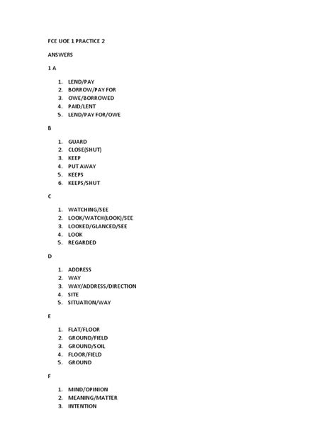 Fce Uoe 1 Practice 2 Answers Pdf