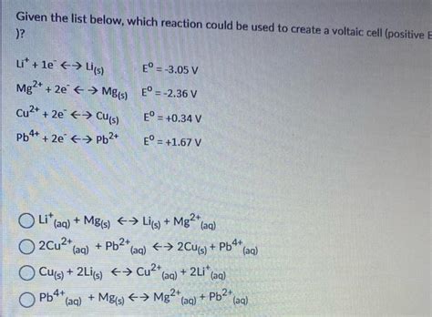 Solved Given The Following Reaction Of