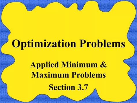 Ppt Optimization Problems Powerpoint Presentation Free Download Id