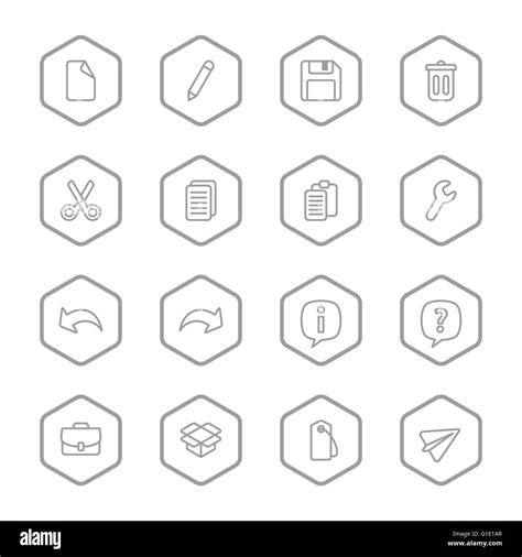 JPEG Gray Line Web Icon Set With Hexagon Frame For Web Design UI Infographic And Mobile Apps