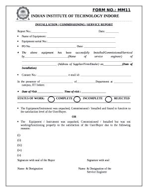 Installation Report Doc Template PdfFiller