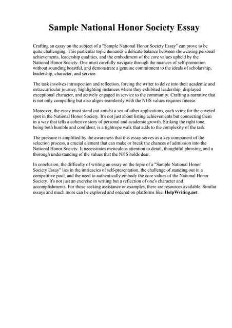 Examples Of National Honor Society Essays Pdf