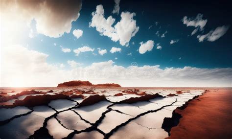 пустыня с землёй треснувшаяся солнцем и отсутствие воды Иллюстрация штока иллюстрации