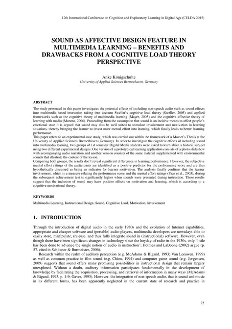 Pdf Sound As Affective Design Feature In Multimedia Learning