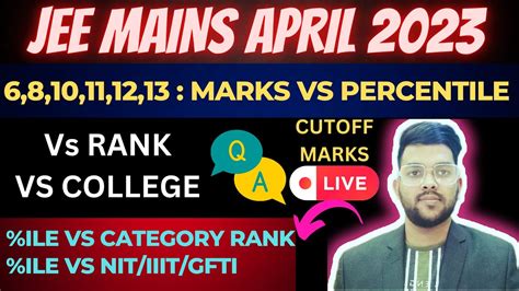 Jee Mains Live Discussion Marks V Percentile Vs Rank Vs College Jee