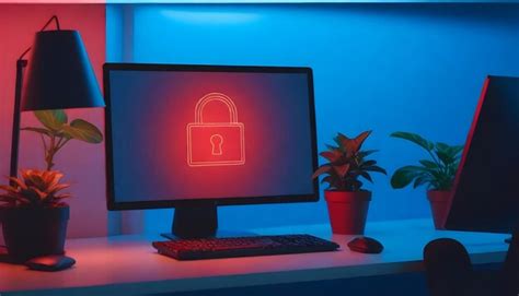 Premium Photo A Computer Monitor Displaying A Padlock Icon With