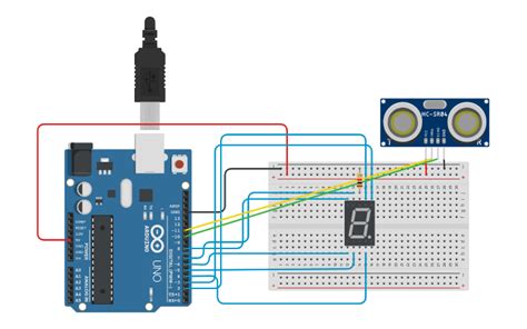 Circuit design COMBINACIÓN ULTRASONIDO CON DISPLAY | Tinkercad