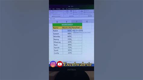 Use If Formula For Pass And Fail In Excel Excelwalesir Exceltricks