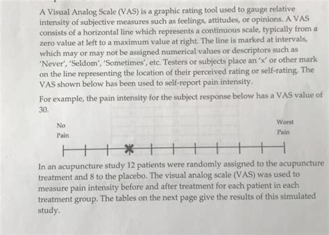 Solved A Visual Analog Scale Vas Is A Graphic Rating Tool