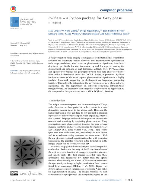PDF PyPhase A Python Package For X Ray Phase Imaging