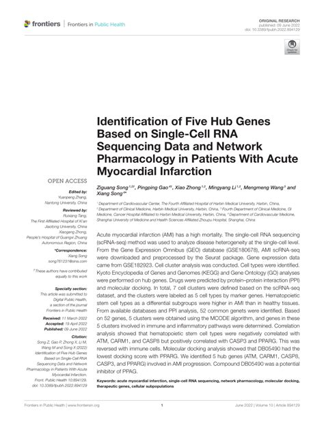 (PDF) Identification of Five Hub Genes Based on Single-Cell RNA Sequencing Data and Network ...