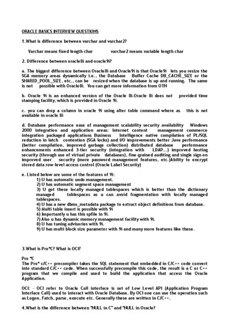 oracle basics interview questions pdf oracle database database index
