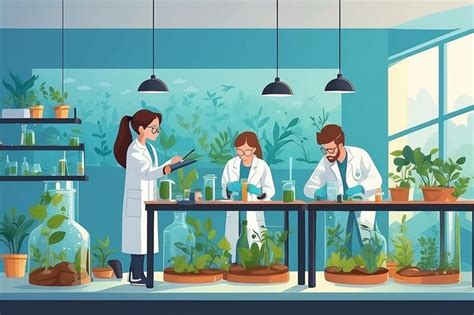 Premium Photo Lab With Students Conducting Experiments On The Impact