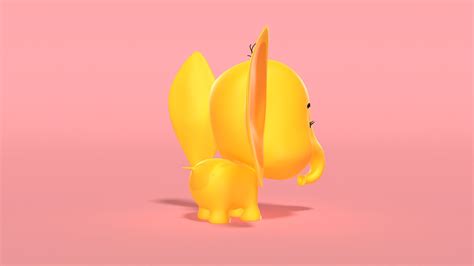 귀여운 노란 아기 코끼리 만화 3d 모델 30 Fbx Obj Blend Free3d