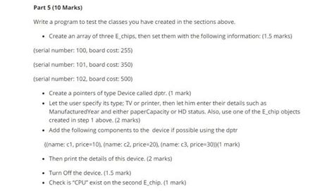 Solved Part 5 10 Marks Write A Program To Test The Classes