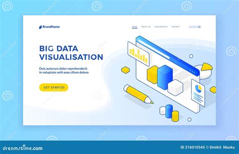 Web Banner For Big Data Visualization Service Stock Vector Illustration Of Information