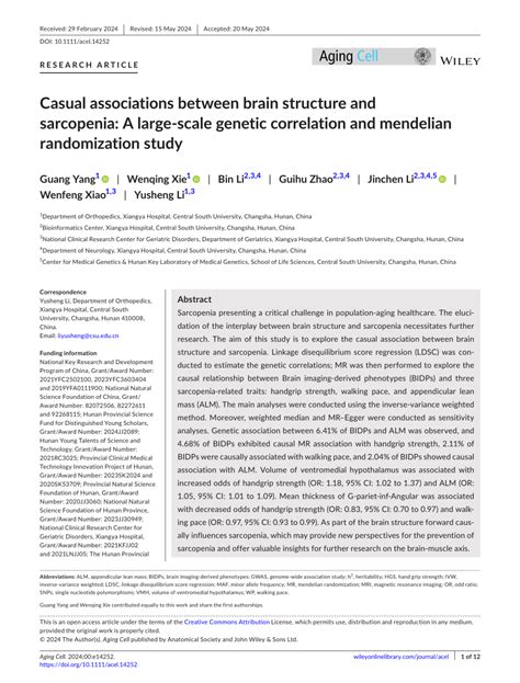 Pdf Casual Associations Between Brain Structure And Sarcopenia A