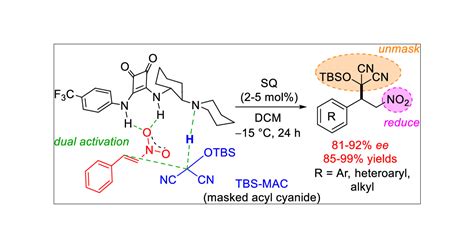 Squaramide Organocatalyzed Addition Of A Masked Acyl Cyanide To β Nitrostyrenes The Journal Of
