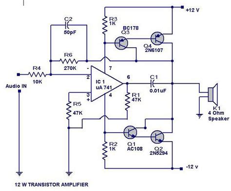 12 Watts Transistor Amplifier Circuit Diagram Amplifier Audio