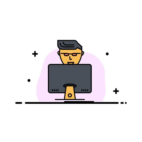 Hacker User Gamer Programmer Business Flat Line Filled Icon Vector