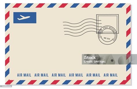 항공 우편 봉투 템플릿입니다 장식 종이 편지입니다 벡터 엽서에 대한 스톡 벡터 아트 및 기타 이미지 엽서 봉투 항공우편 Istock