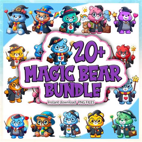 20 Magic Bear Bundle Png Multi Color Teddy Bear Bundle Cartoon Png Bundle Png Etsy