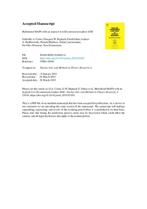 Pdf Hybridized Maps With An In Pixel A To D Conversion Readout Asic Stefan Lauxtermann