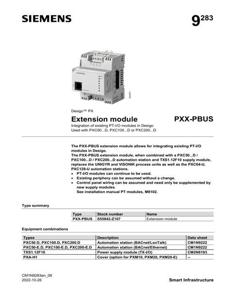 Desigo Pxx Pbus Extension Module Data Sheet
