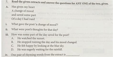 Read The Given Extracts And Answer The Questions For ANY ONE Of The Two