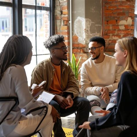 Premium Photo A Group Of Employees Engaging In A Discussion About