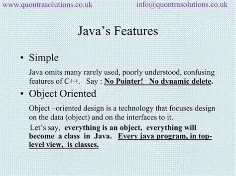 core java over view basics introduction by quontra solutions ppt