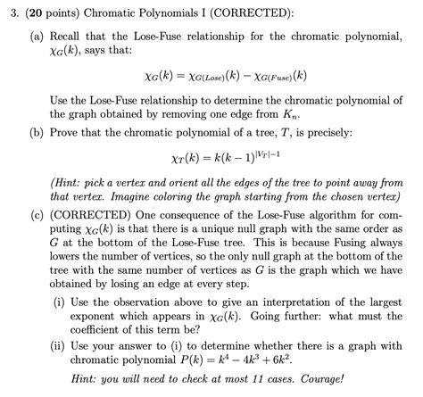 Solved 20 Points Chromatic Polynomials I Corrected A