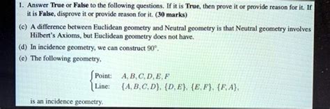 1 answer true or false to the following questions if it is true then