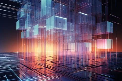 Visual Exploration Cube And Grid Space Depicted In D Rendering Stock Illustration