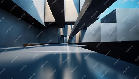 Premium Photo Modern Futuristic Architecture With Clean Geometric Shapes And Bright Reflection