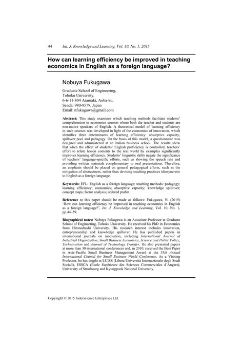 Pdf How Can Learning Efficiency Be Improved In Teaching Economics In