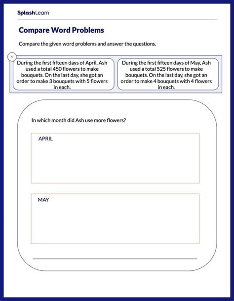 Compare The Word Problems Worksheet