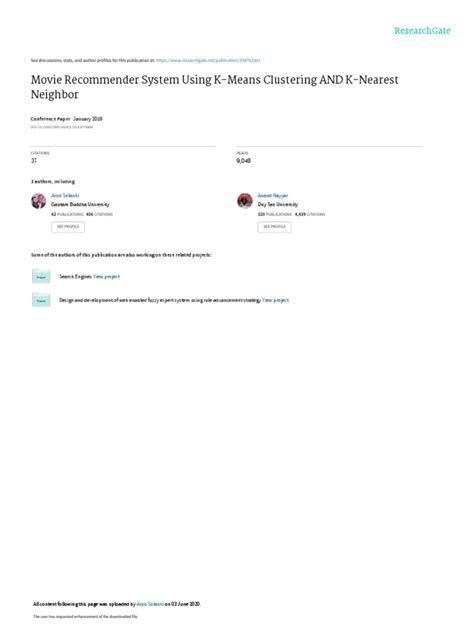 movie recommender system using k means pdf cluster analysis