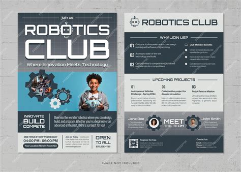 Premium Vector Robotics Club Flyer Template For Stem Education Robot